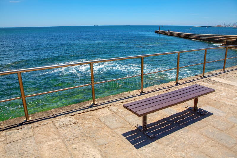 Seaside bench stock image. Image of outdoor, freshness - 182722663