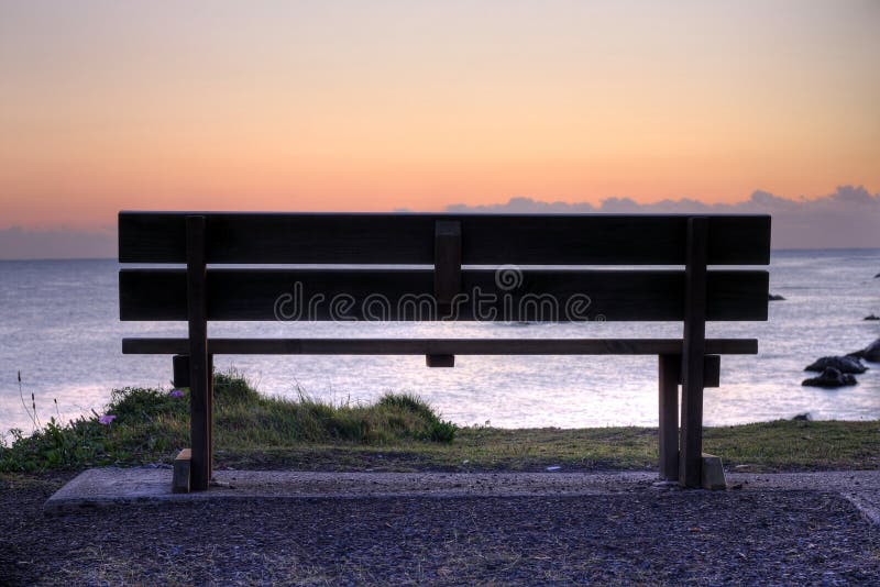 Empty Bench Looking To Sea. Stock Image - Image of viewpoint, clear ...