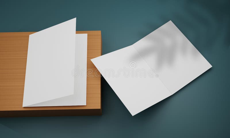Empty Bi-Fold Brochure Template Set on Blue Stock Illustration ...