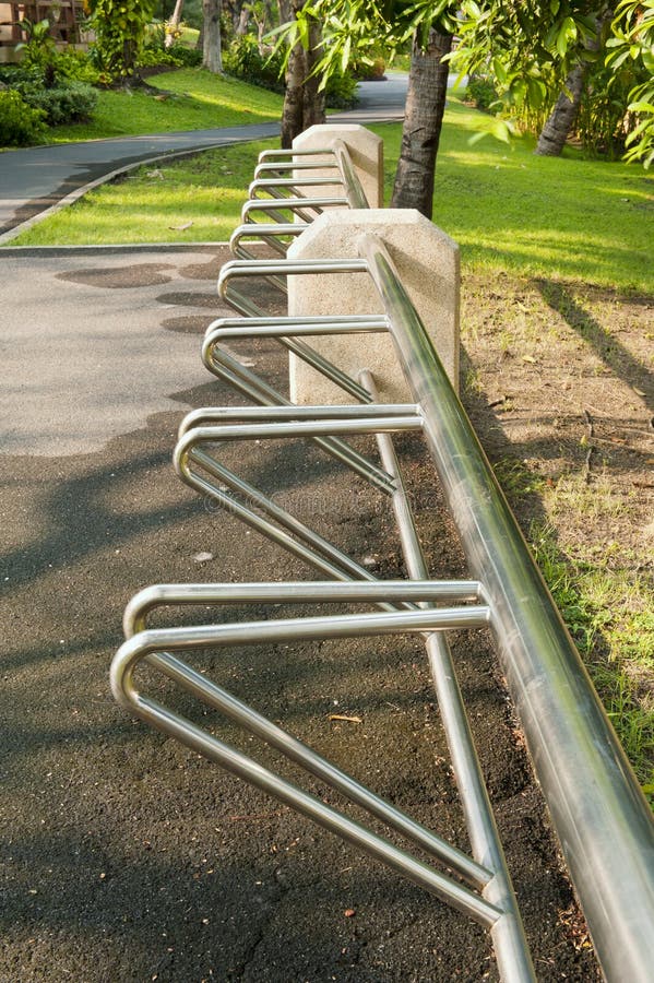 Empty Bicycle Rack for Parking Bicycles Stock Photo - Image of circles ...