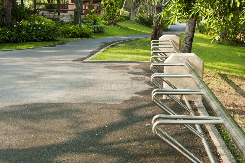 Empty Bicycle Rack for Parking Bicycles Stock Image - Image of circles ...