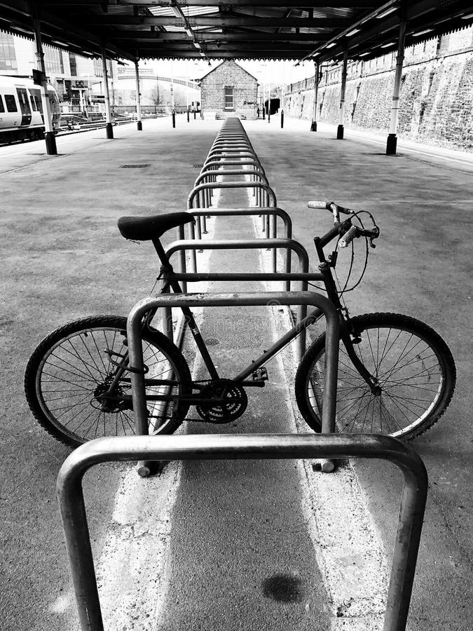 An Empty Bicycle Rack on a Train Station Platform during Coronavirus ...