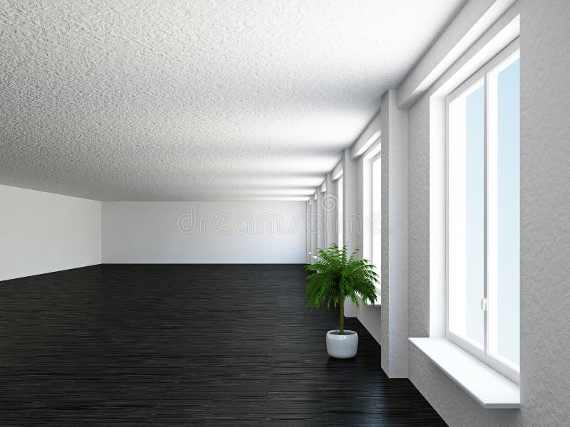 Empty big hall with window stock illustration. Illustration of indoors ...