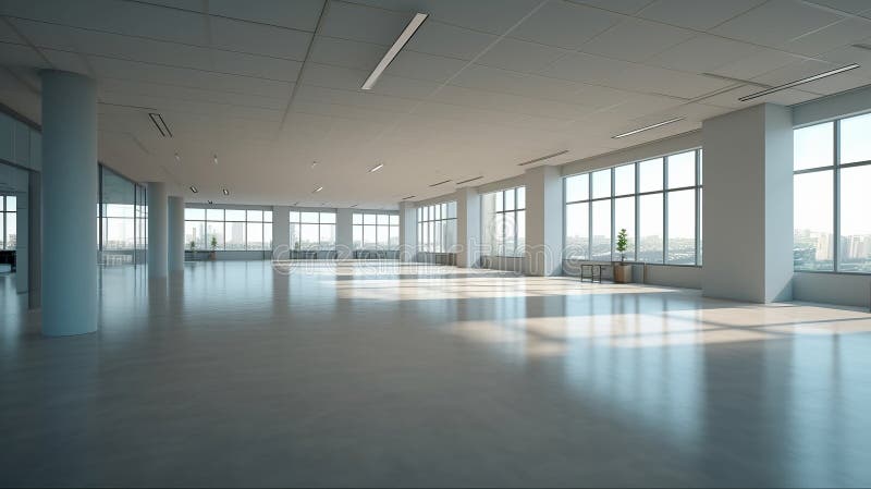 Empty Big Office Interior. Generative AI Stock Illustration ...