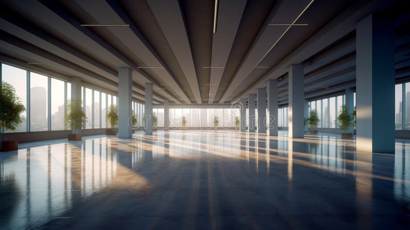 Empty Big Office Interior. Generative AI Stock Illustration ...