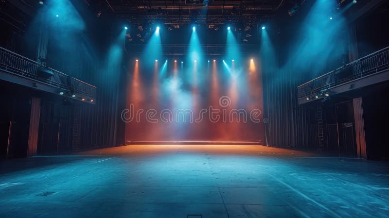 Empty Big Stage with Spotlights. Generative AI Stock Photo - Image of ...