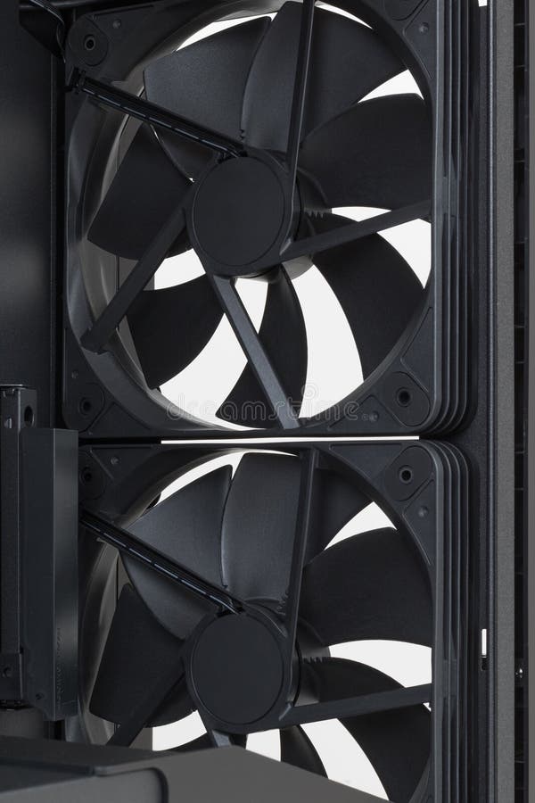 Empty Big Tower, PC Case, Chassis, Close Up of Two Pre-installed Extra ...