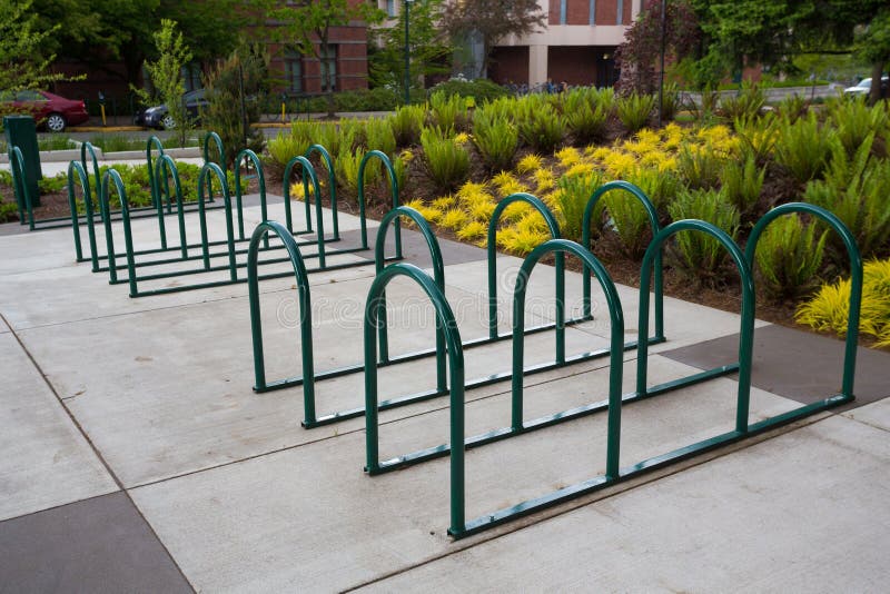 Empty Bike Racks at School stock image. Image of bikes - 93445751