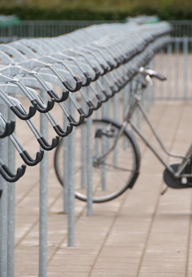 Empty Bike Storage Area with Lonely Bicycle Stock Image - Image of ...