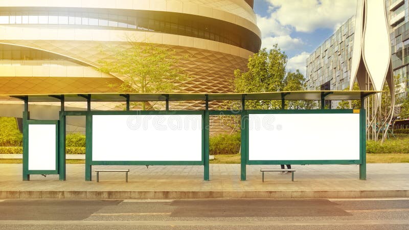 Empty Bill Board Bus Stop Blank Billboard Stock Image - Image of ...