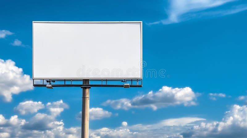 Empty Billboard Against Bright Blue Sky with Fluffy Clouds, Ideal for ...