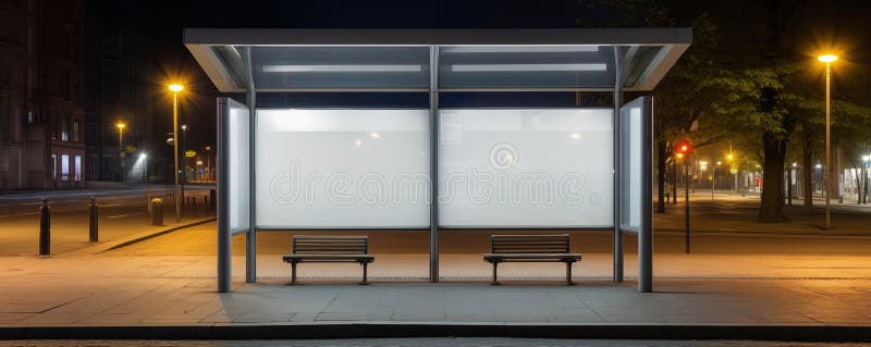 Empty Billboard at a Bus Stop Authenticity Stock Illustration ...