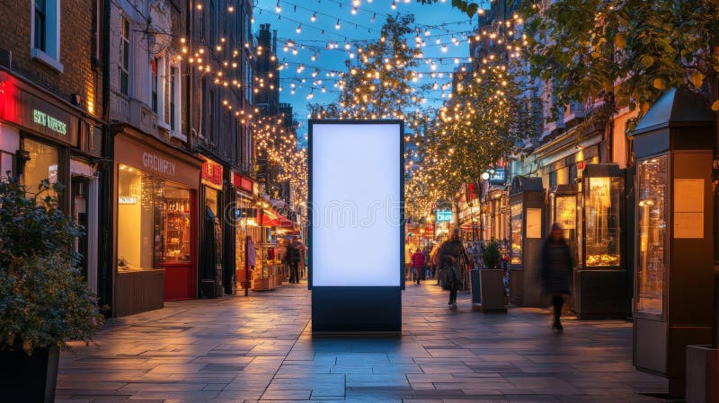 Empty Billboard on City Street at Night Stock Illustration ...