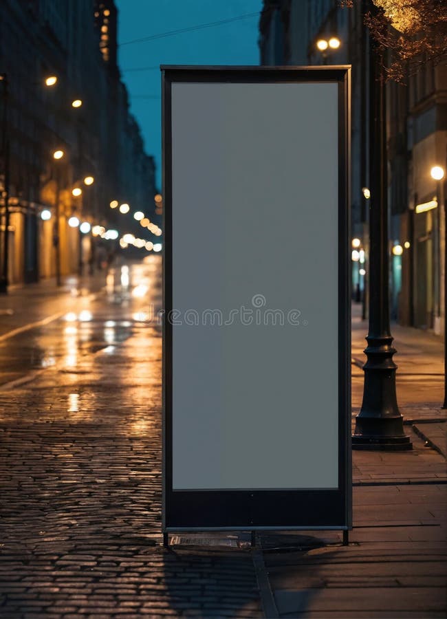 Empty Billboard on the Evening City Street.mockup Stock Illustration ...