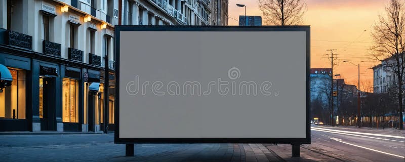 Empty Billboard on the Evening City Street.mockup Stock Illustration ...