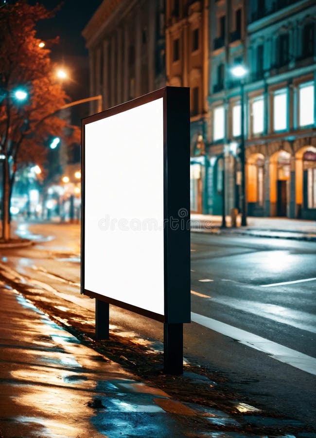 Empty Billboard on the Evening City Street.mockup Stock Illustration ...