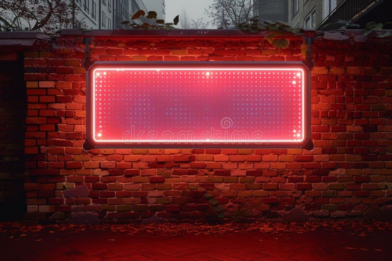Empty Billboard Frame with Neon Lights, Glowing in Retro Style Stock ...
