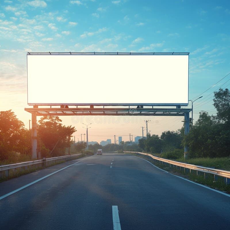 Empty Billboard Frames on Highway Road, Perfect for Advertising Mockup ...