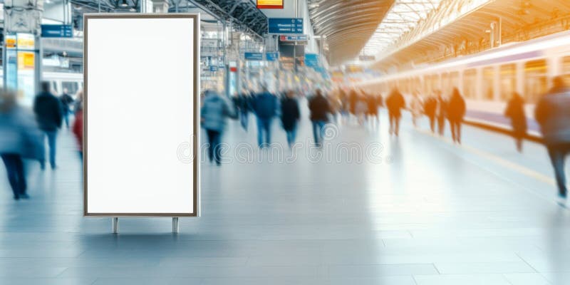 An Empty Billboard Mock Up for Exterior Advertisement at a Busy Train ...