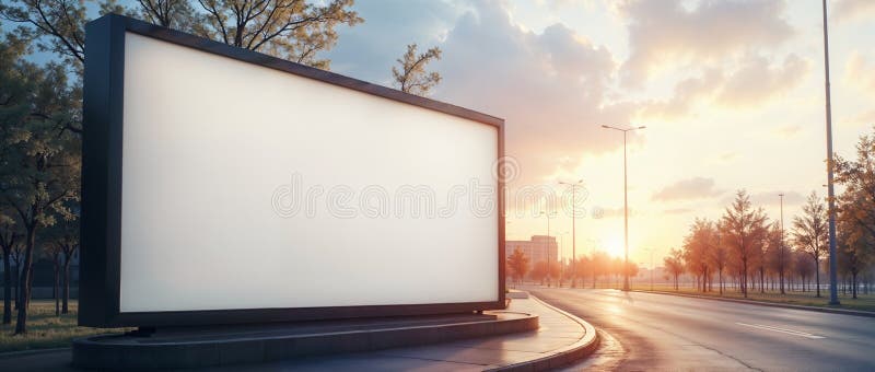 Empty Billboard Mockup Design, Roadside at Sunset Advertising ...