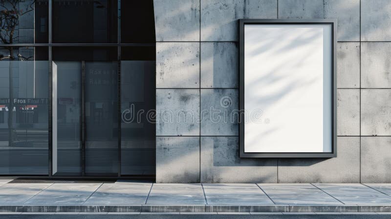 Empty Billboard on Modern Building Wall with Reflective Glass Windows ...