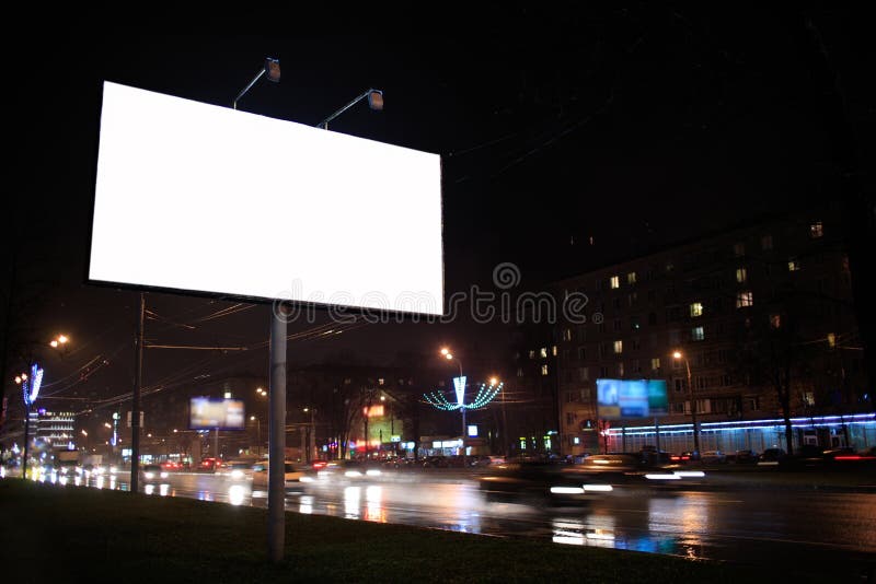 Empty billboard, by night stock image. Image of scene - 37697773
