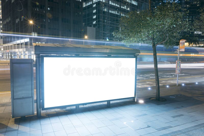 Empty Billboard at Night stock image. Image of building - 67337313