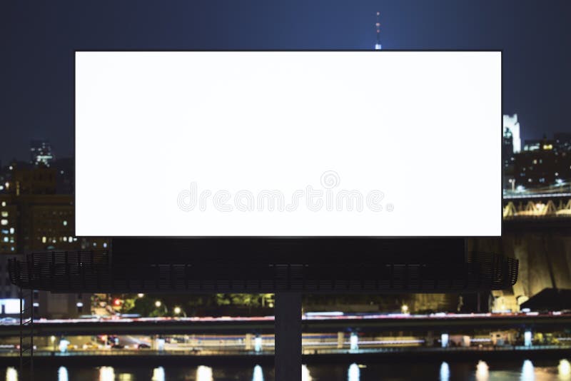 Empty Billboard in Night City Stock Illustration - Illustration of ...