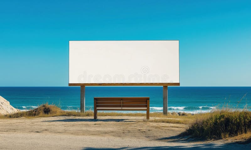 Empty Billboard Overlooking Calm Ocean Coastal Landscape Stock Photos ...