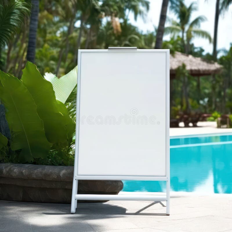 Empty Billboard by the Pool in the Relaxation Area, Banners with Free ...