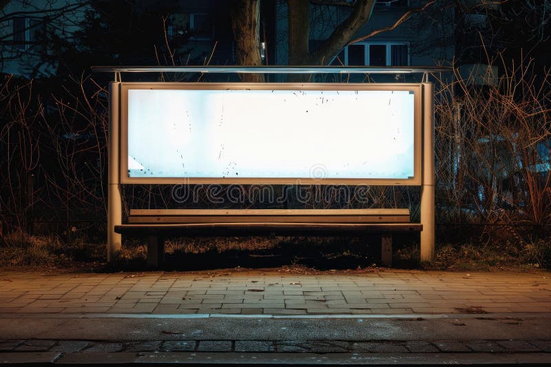Empty Billboard Shining at Night in an Urban Setting Stock Image ...
