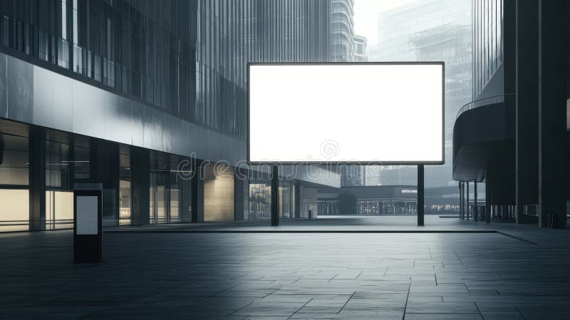 Empty Billboard on the Side of a Modern Transit Hub, Overlooking a ...