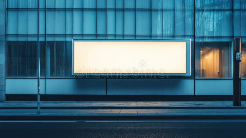 Empty Billboard on a Smooth, Reflective Building Facade in a Quiet ...