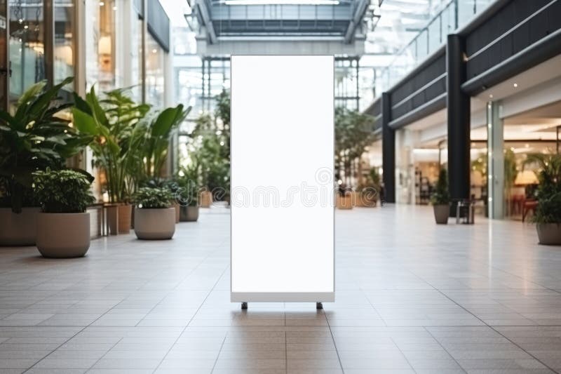 Empty Billboard Stand in Shopping Mall Central Corridor Stock Photo ...