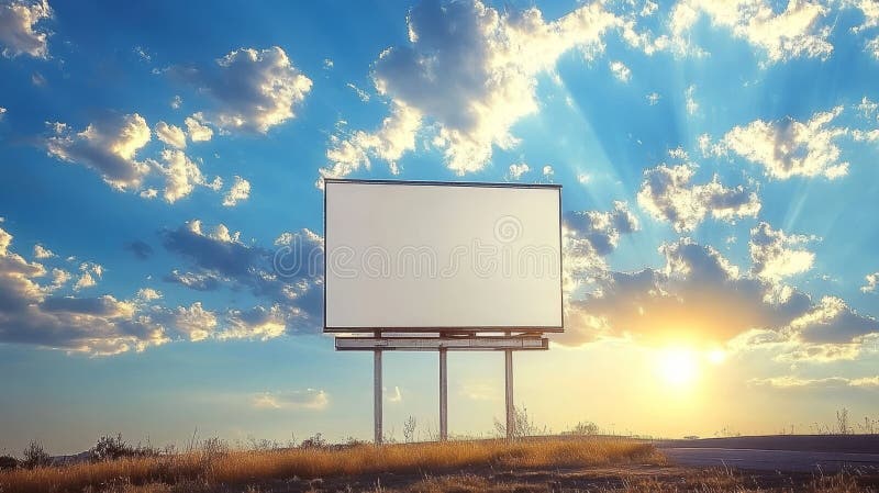 Empty Billboard Stands on Open Road Against Dramatic Sunset Sky ...
