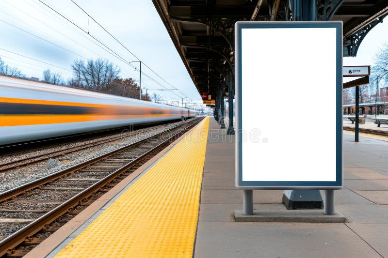 Empty Billboard Stands at Train Station, Waiting for Advertisement ...
