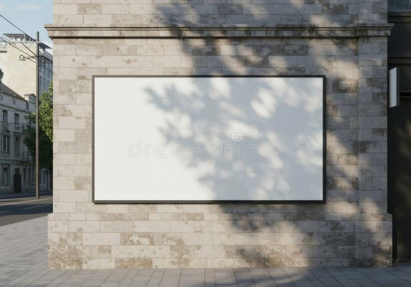 Empty Billboard on a Stone Wall with Tree Shadows, Perfect for ...