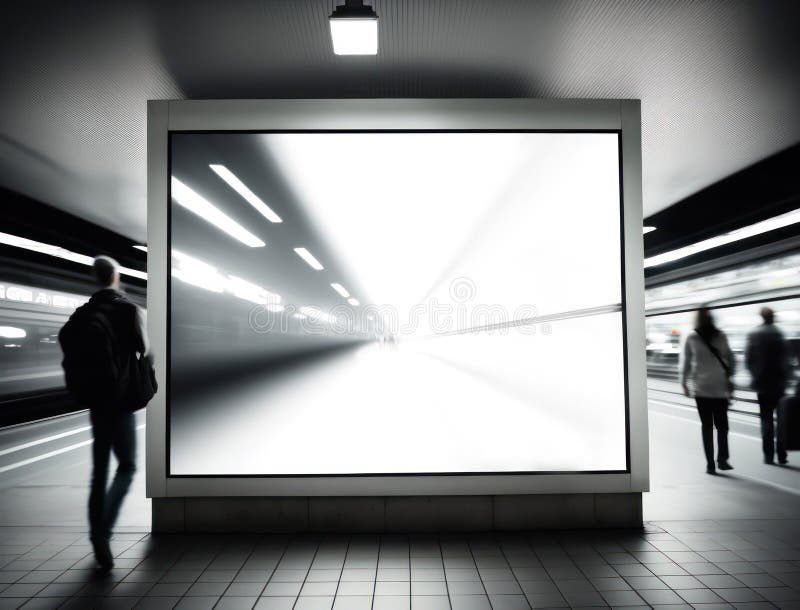 Empty Billboard in Subway Station or Train Station .mockup Stock ... Empty Billboard in Subway Station or Train Station .mockup Stock ...