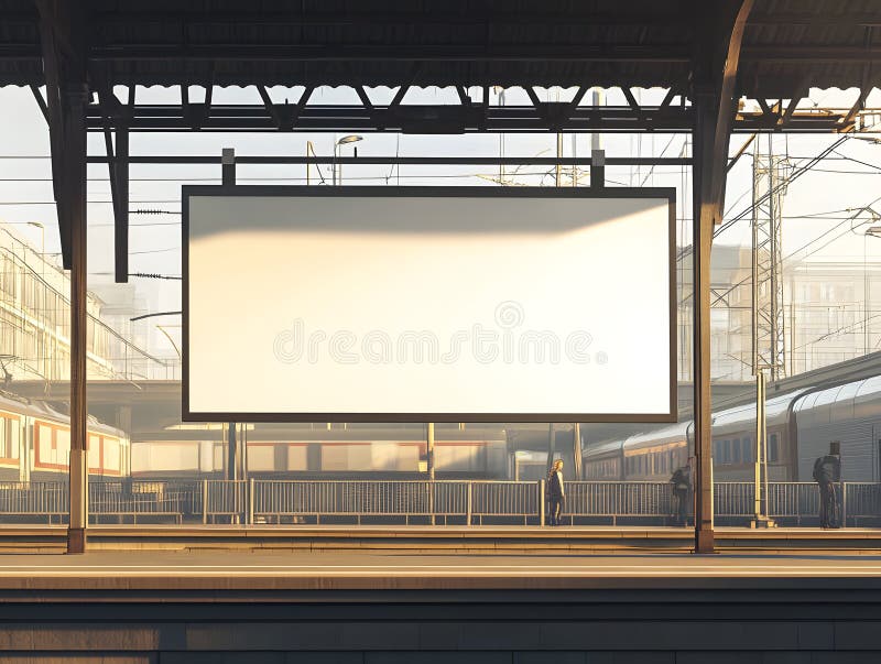 Empty Billboard at a Train Station, Urban Setting Stock Illustration ...
