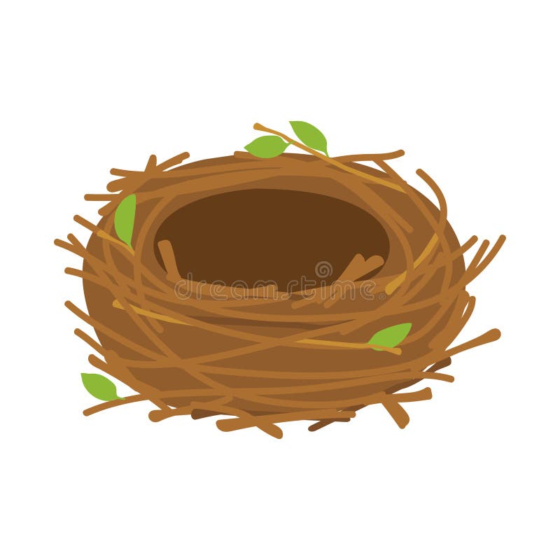 Empty Bird Nest Isolated on White Background. Vector Stock Illustration ...
