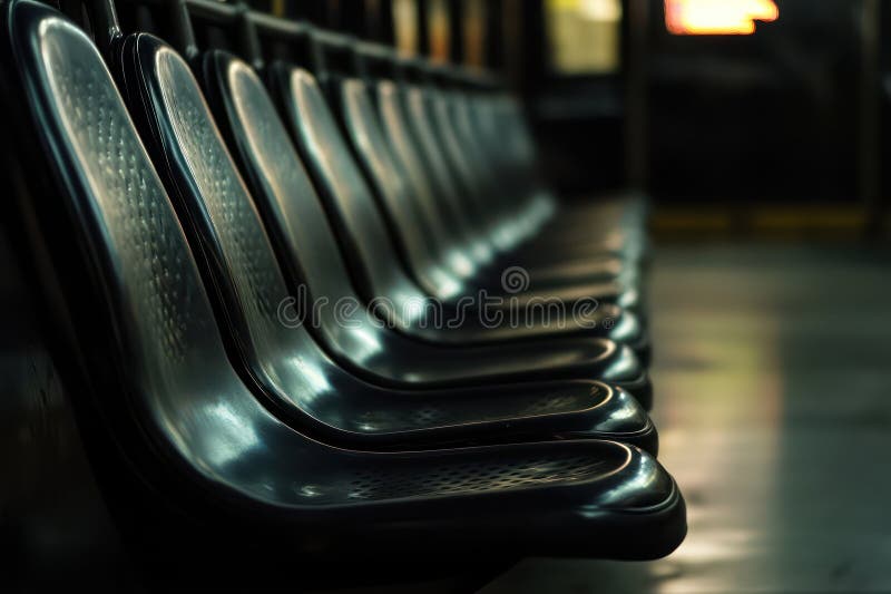 Empty Black Bus Seats Ready for Passengers Stock Image - Image of rail ...