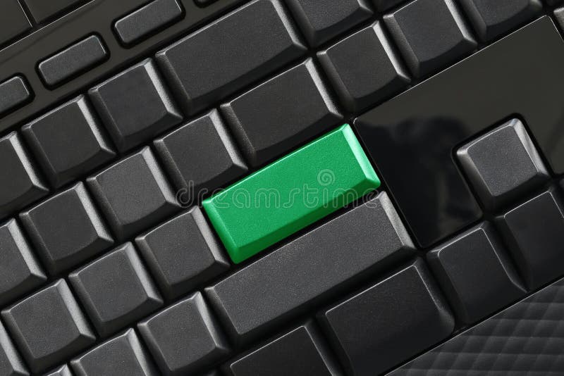 Empty Black Button and Green Keypad Enter of Computer Keyboard. Stock ...