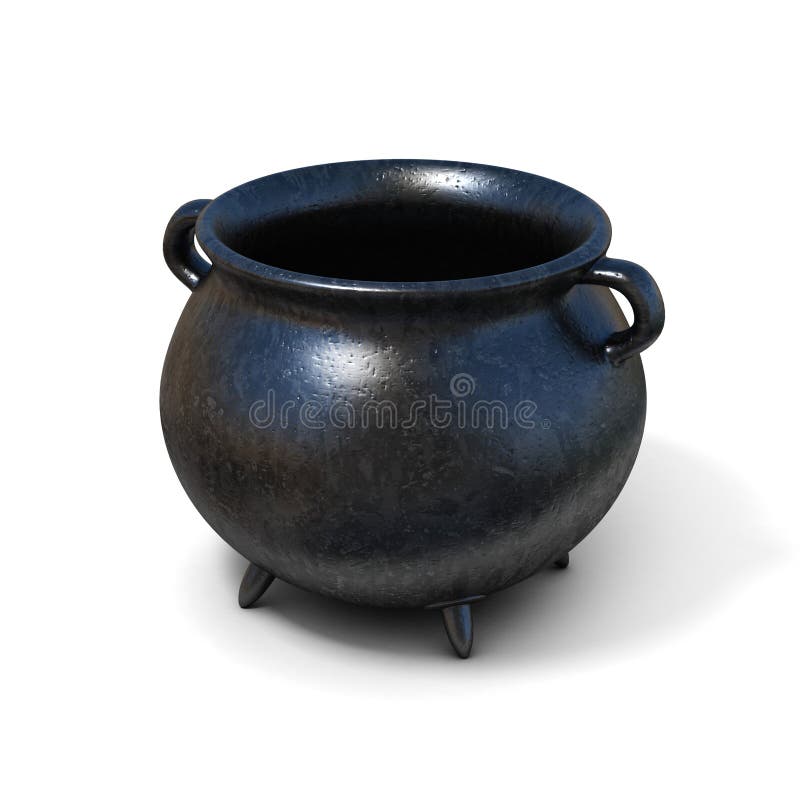 Empty Black Cauldron 3d Illustration Stock Illustration - Illustration ...