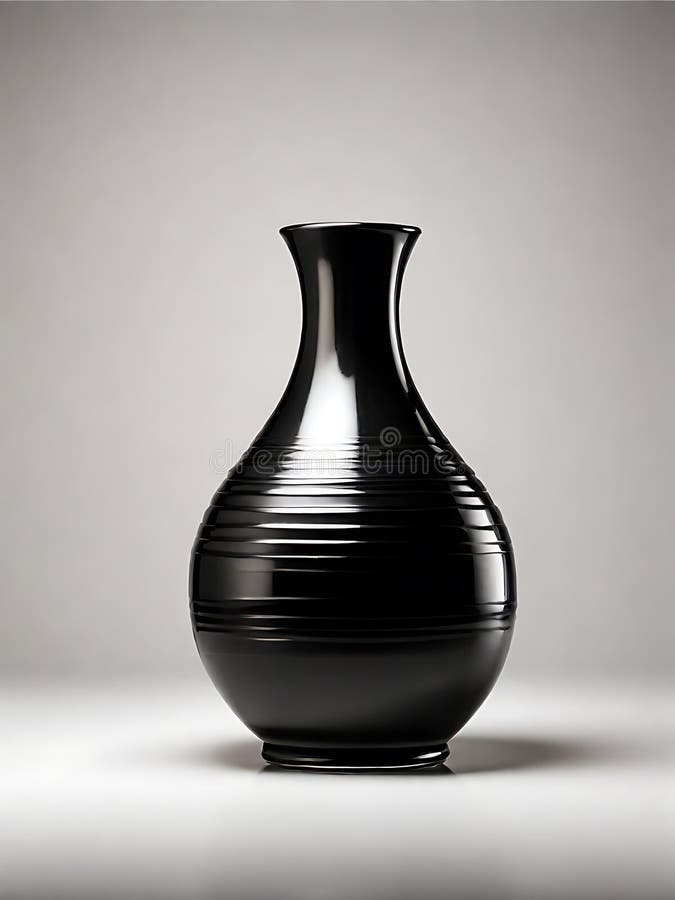 Empty Black Ceramic Vase is Positioned in the Middle of the Image Stock ...