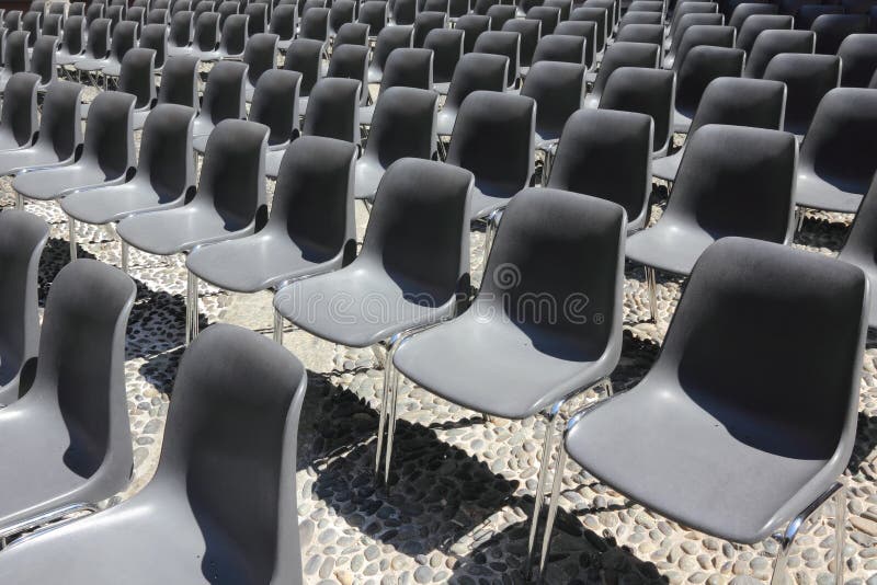 Empty black chairs stock image. Image of theater, event - 15383781