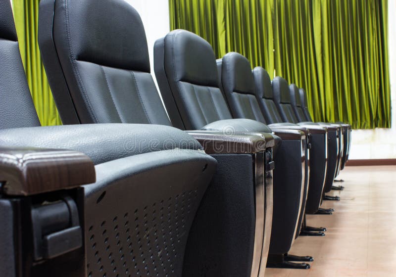Empty Black Chairs in a Conference Stock Photo - Image of call ...