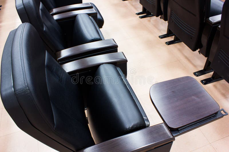 Empty Black Chairs in a Conference Stock Photo - Image of armchair ...