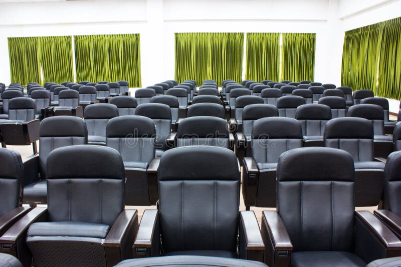 Empty Black Chairs in a Conference Stock Image - Image of convention ...
