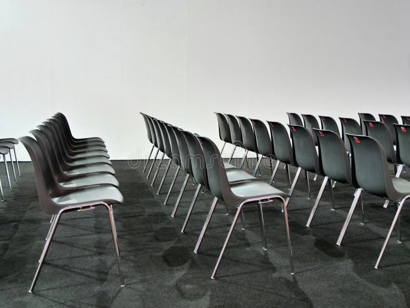 Empty Black Chairs Rows in Conference Room Stock Image - Image of ...
