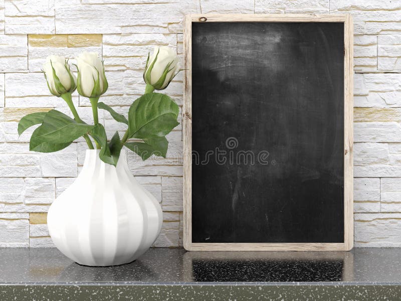Empty Black Chalkboard, 3D Render Stock Illustration - Illustration of ...